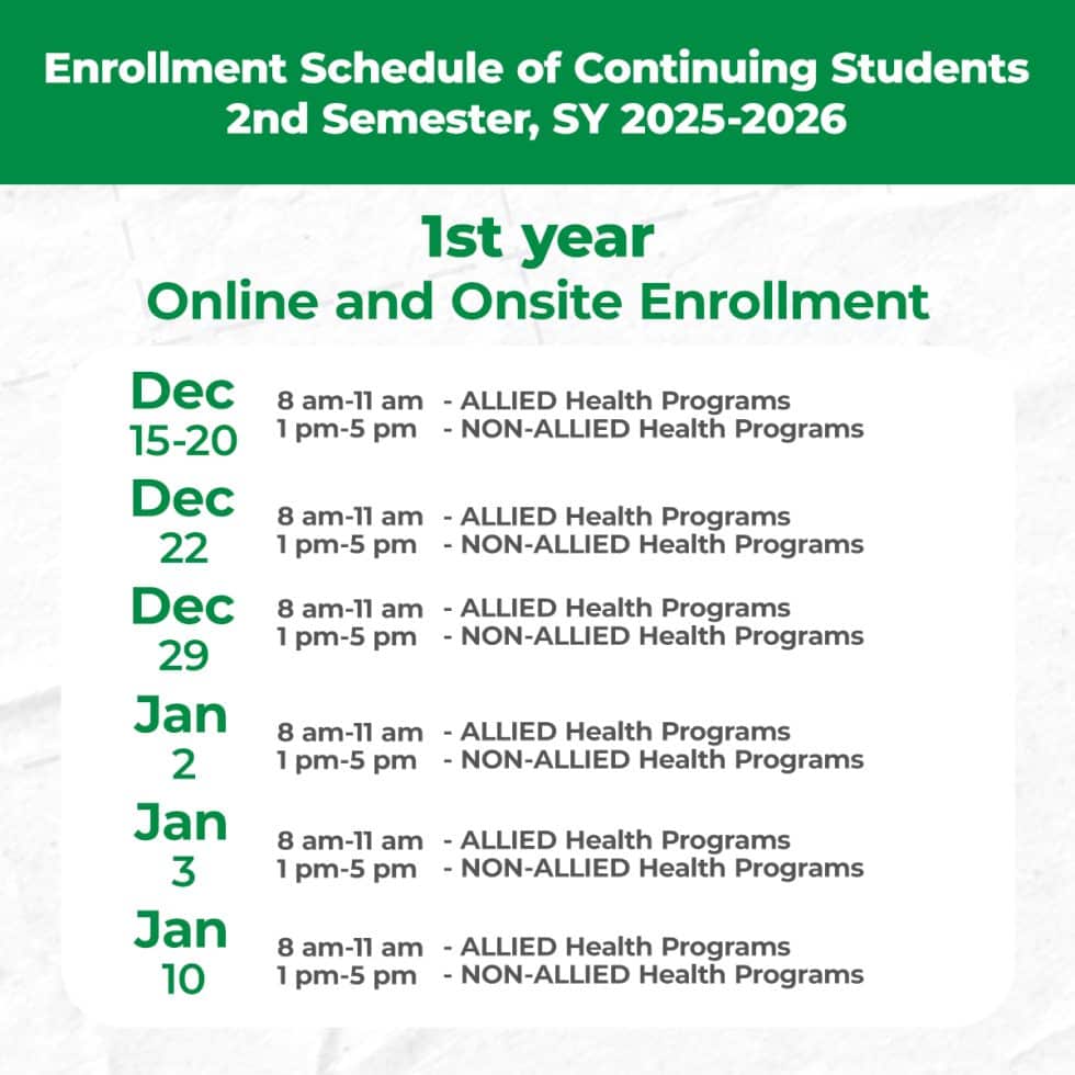 Enrollment for Continuing Students - Our Lady of Fatima University