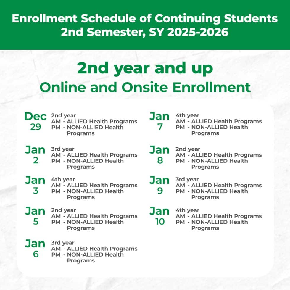 Enrollment for Continuing Students - Our Lady of Fatima University