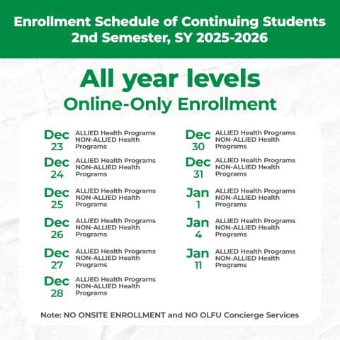 Enrollment for Continuing Students - Our Lady of Fatima University