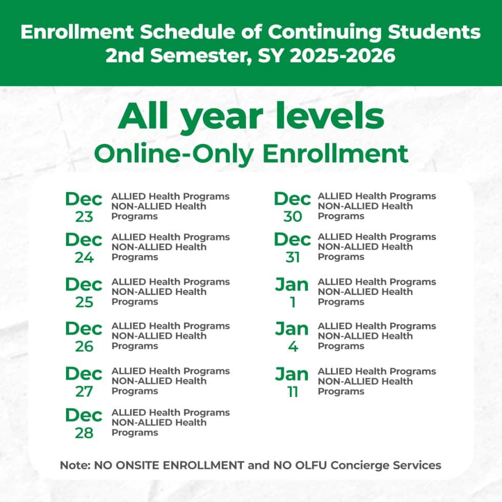 Enrollment for Continuing Students - Our Lady of Fatima University